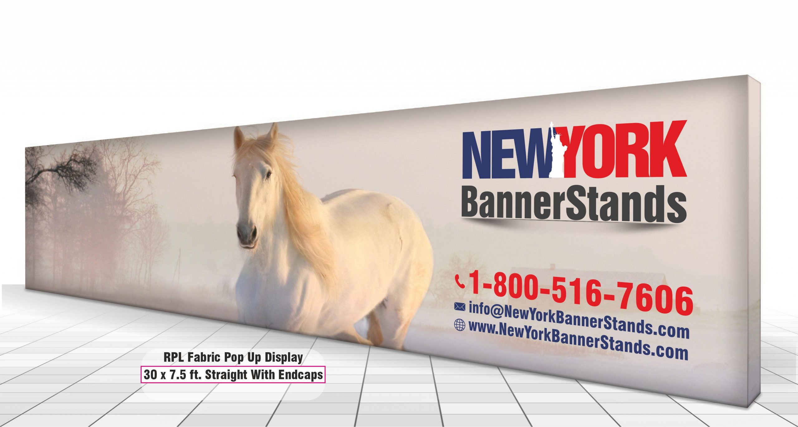 30 x 7.5 ft. RPL Fabric Pop Up Display Straight With Endcaps - New York ...