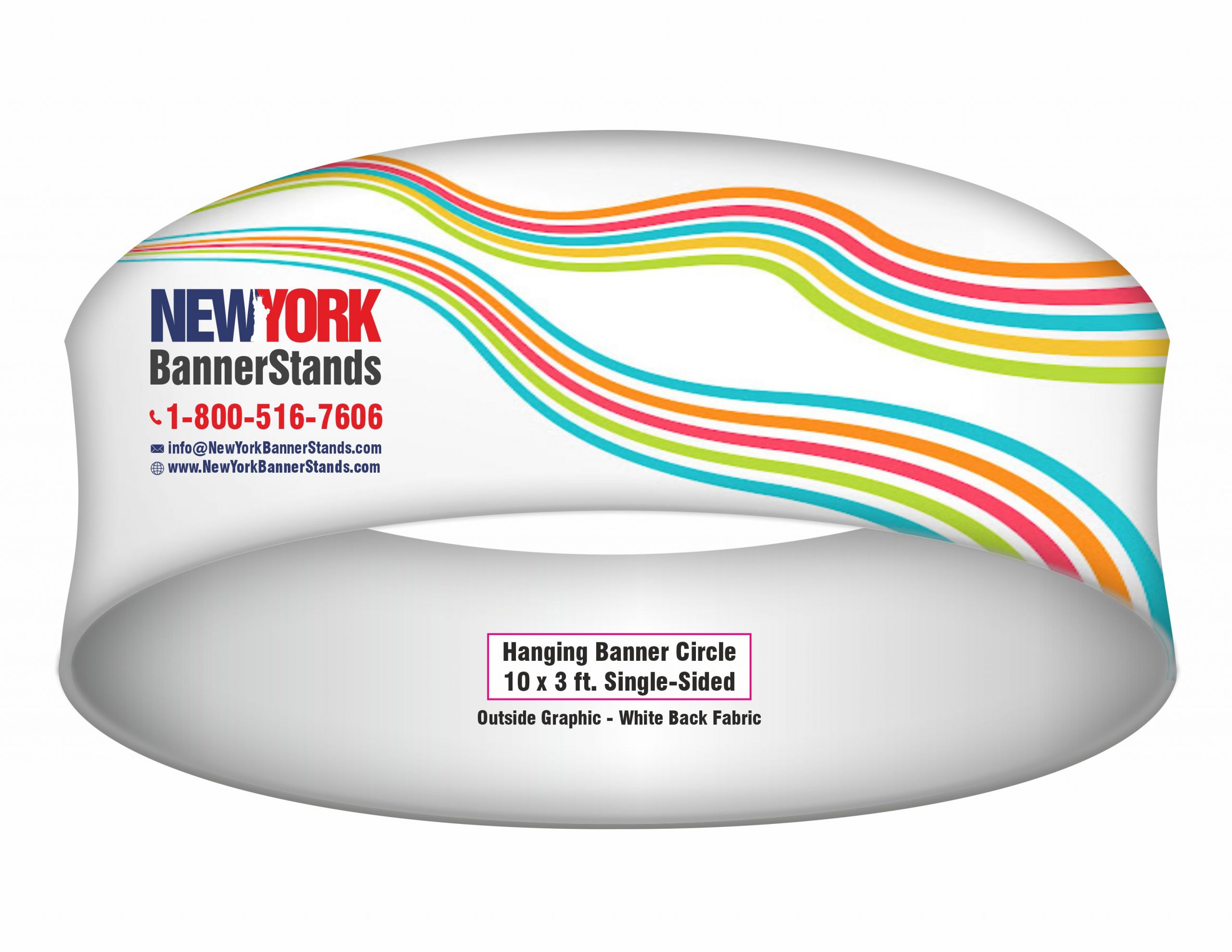 10 x 3 ft. Hanging Banner Circle - New York Banner Stands - Mesh ...