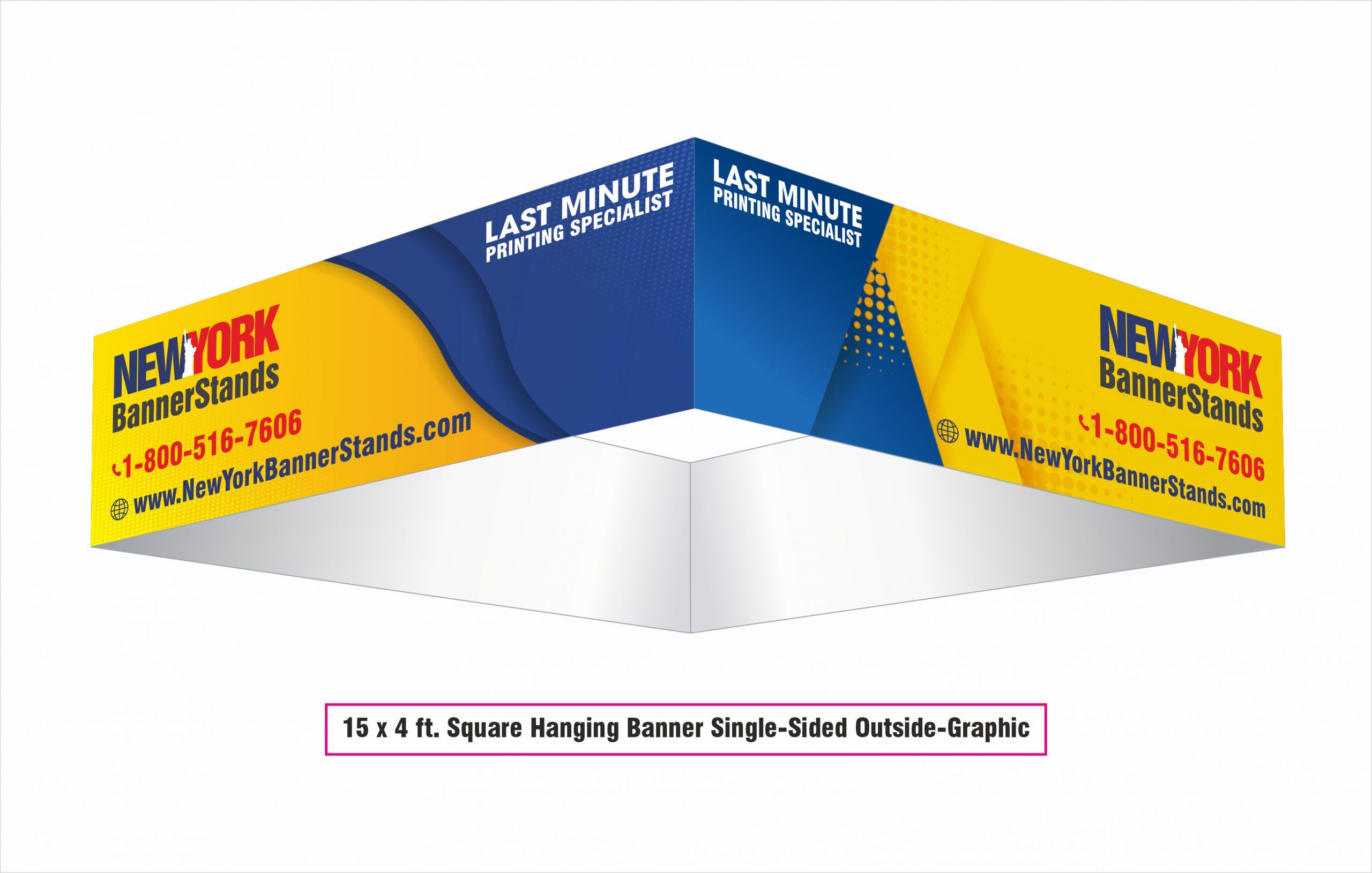 15 x 4 ft. Square Hanging Banner Single-Sided Outside-Graphic with ...