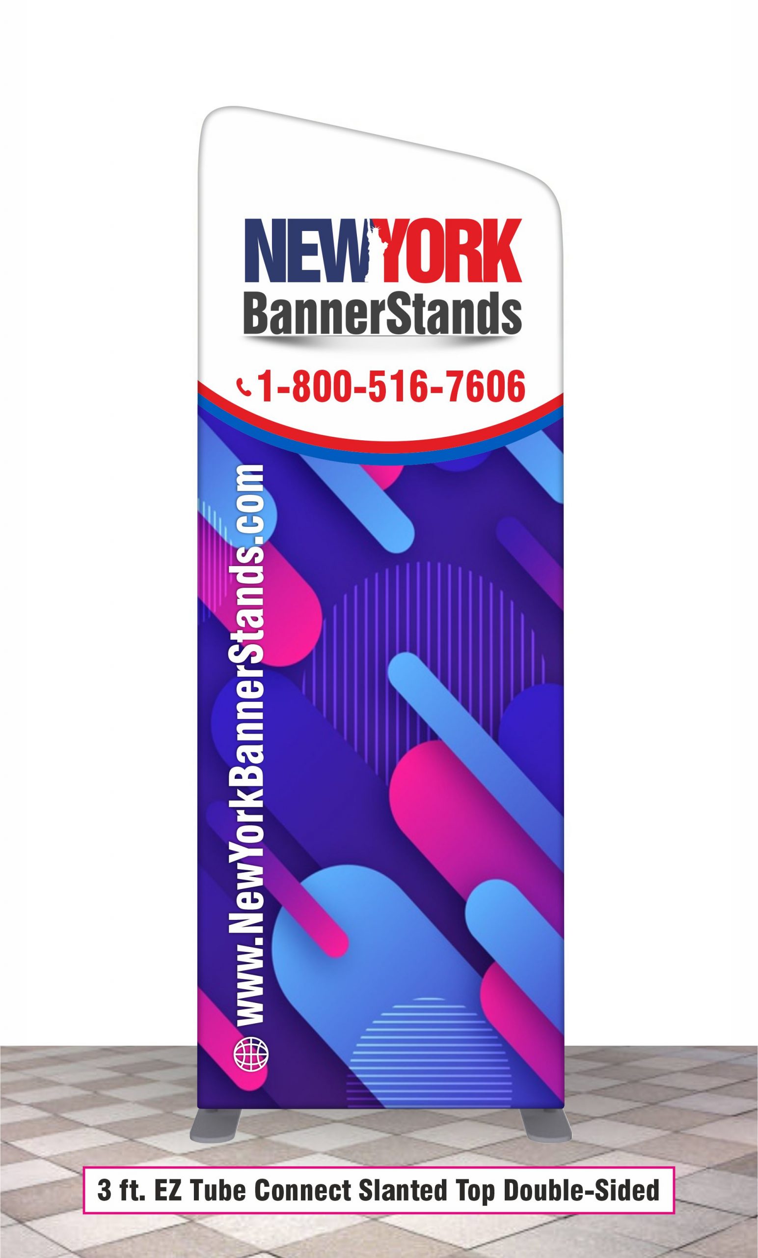 3 ft. EZ Tube Connect Slanted Top Double-Sided - New York Banner Stands