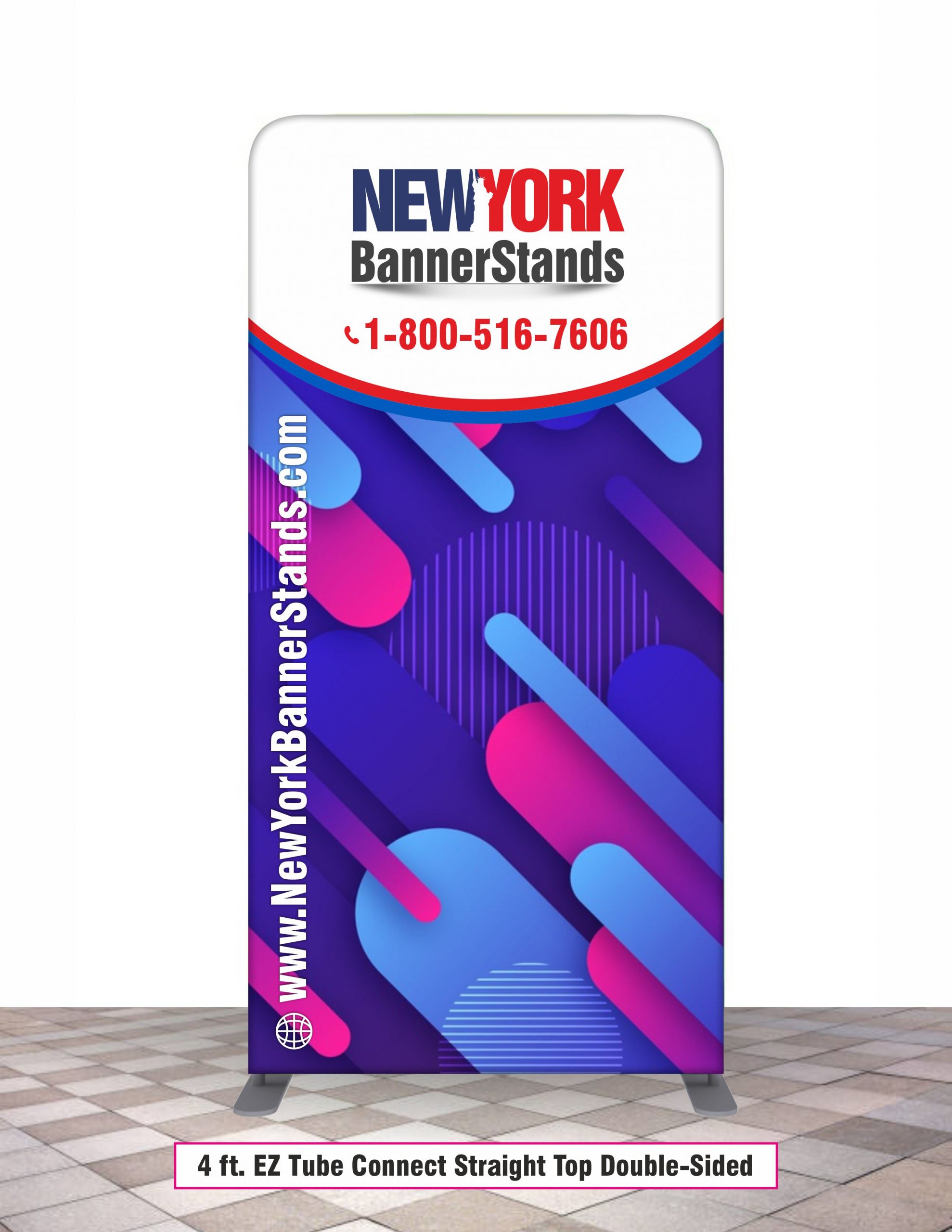 4 ft. EZ Tube Connect Straight Top Double-Sided - New York Banner Stands