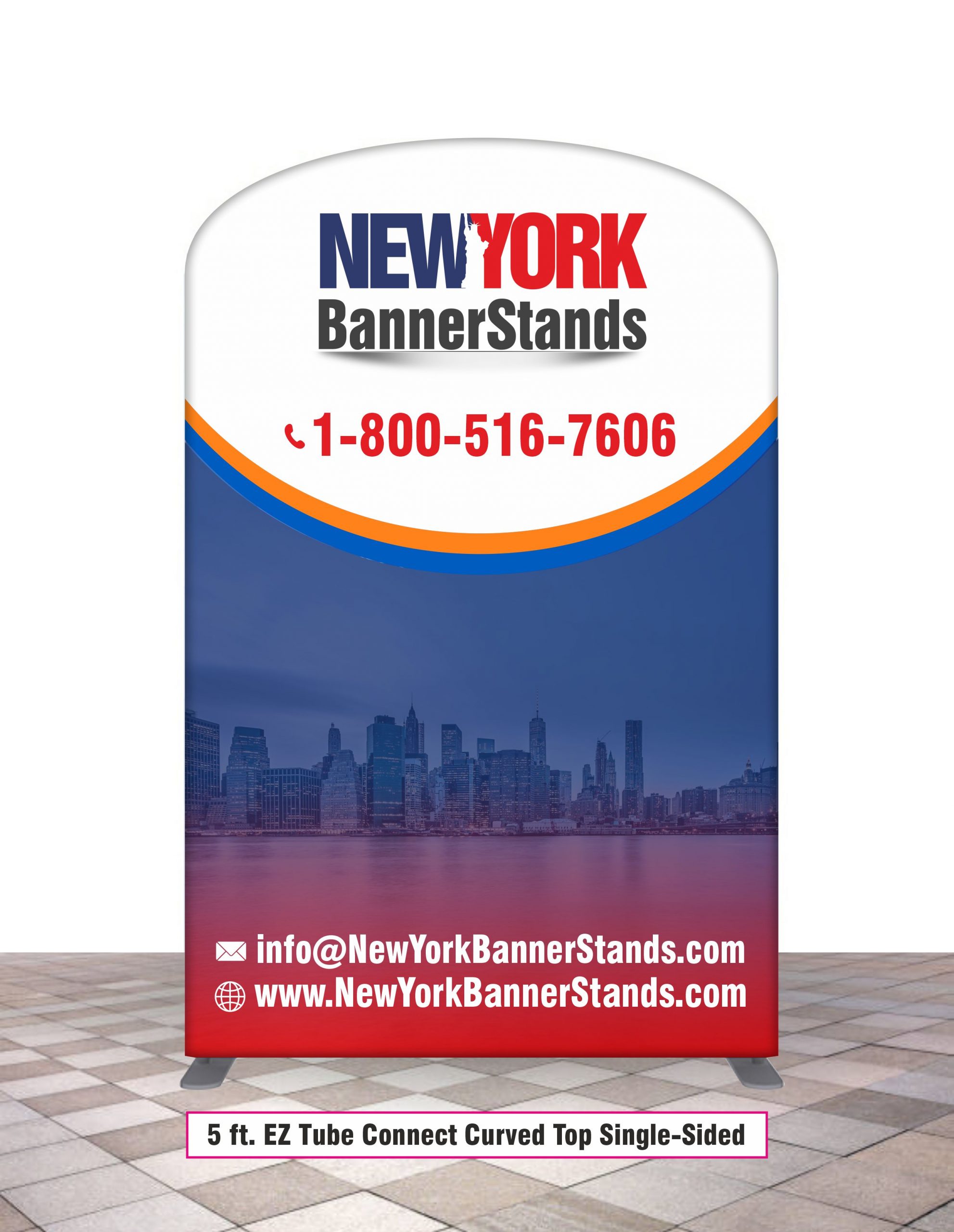 5 ft. EZ Tube Connect Curved Top Single-Sided - New York Banner Stands