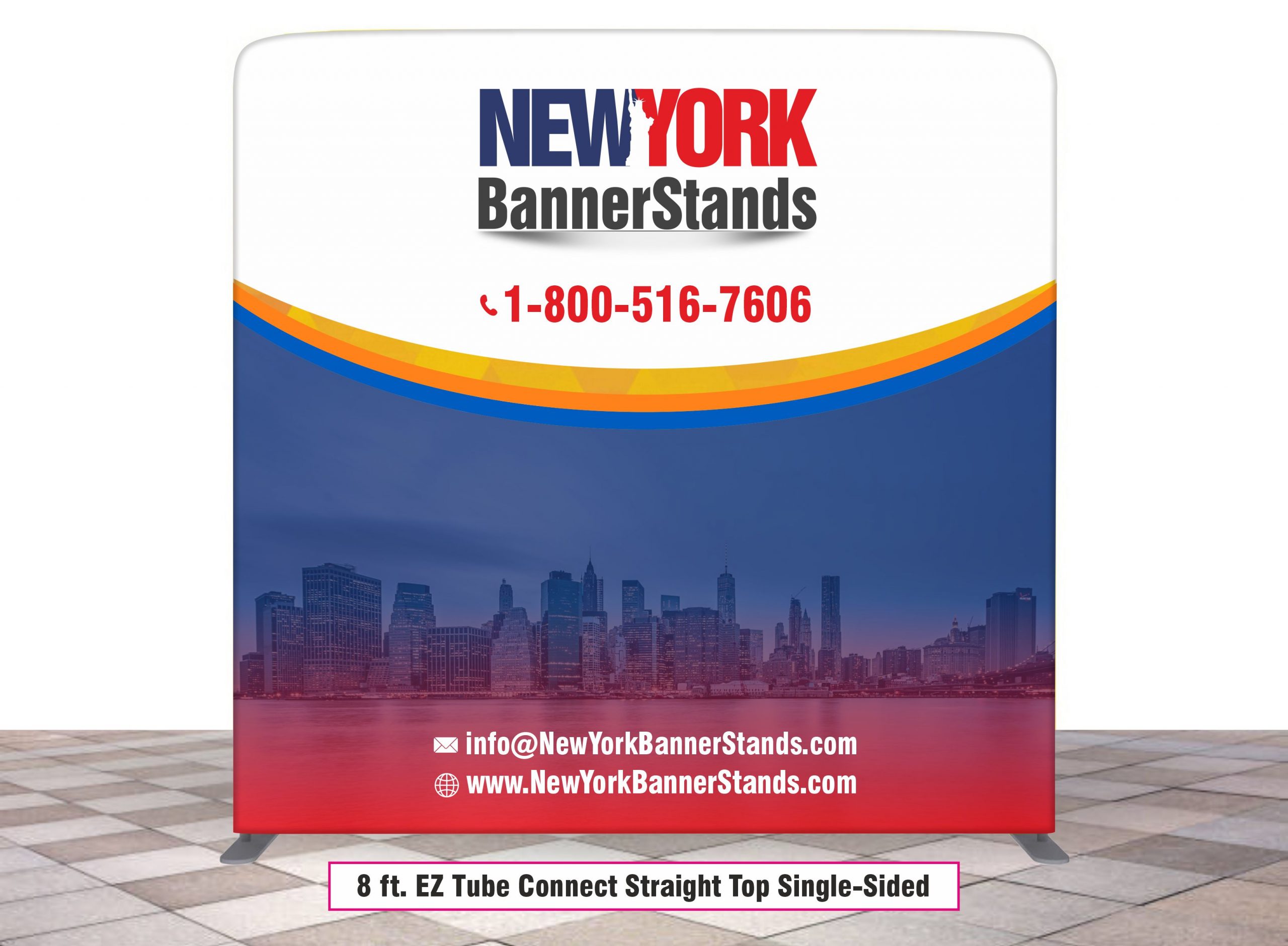 8 ft. EZ Tube Connect Straight Top Single-Sided - New York Banner Stands