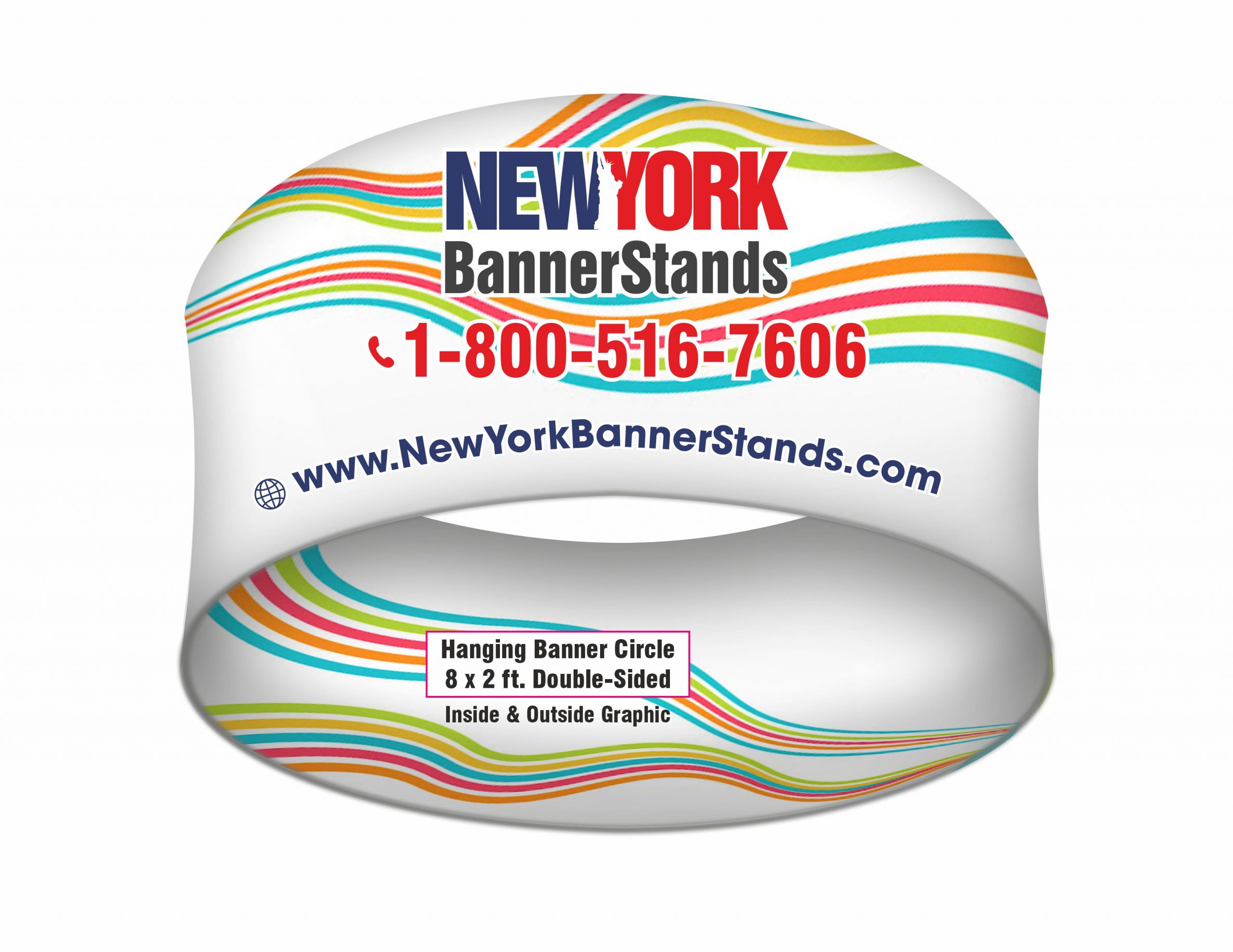 8 x 2 ft. Hanging Banner Circle Single-Sided - New York Banner Stands