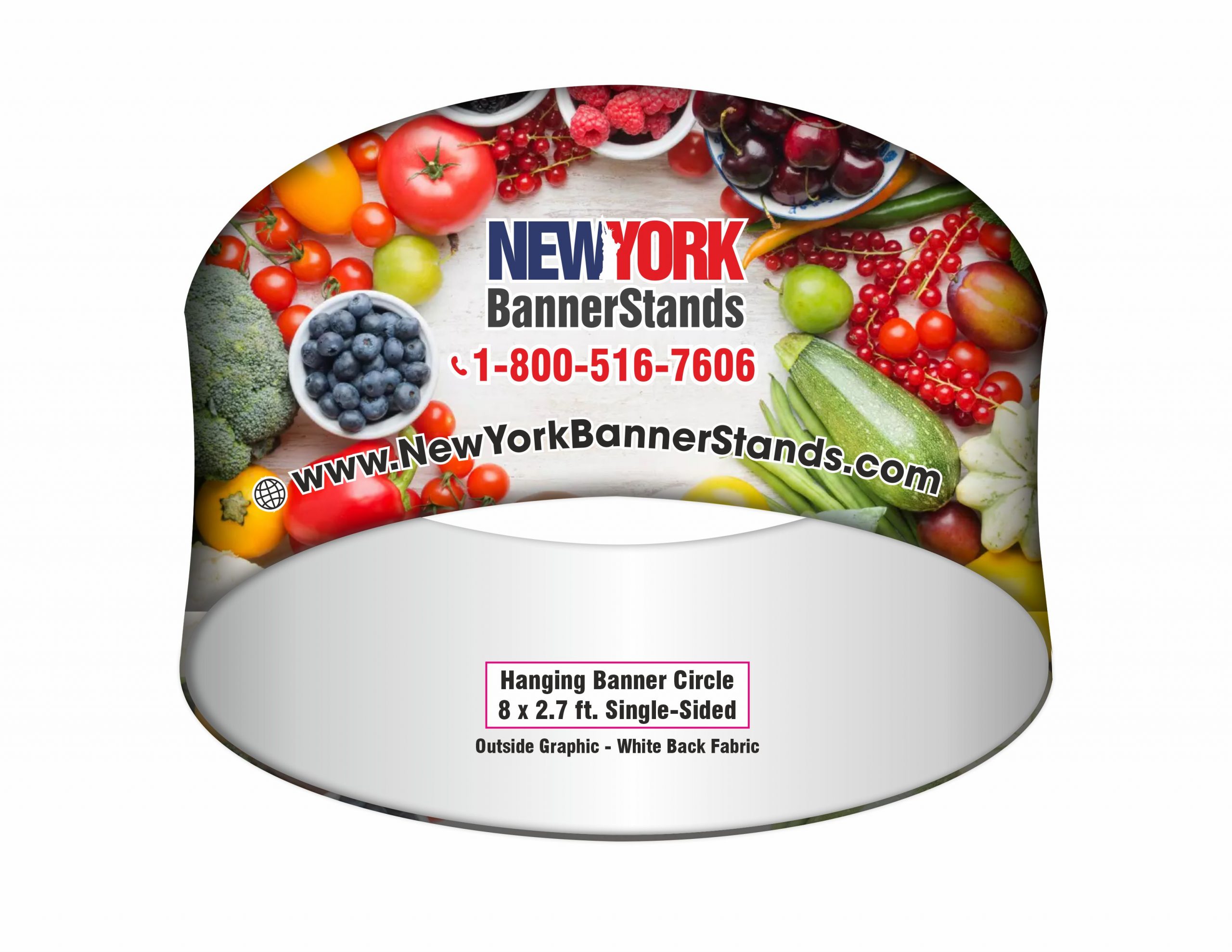 8 x 2.7 ft. Hanging Banner Circle Single-Sided - New York Banner Stands