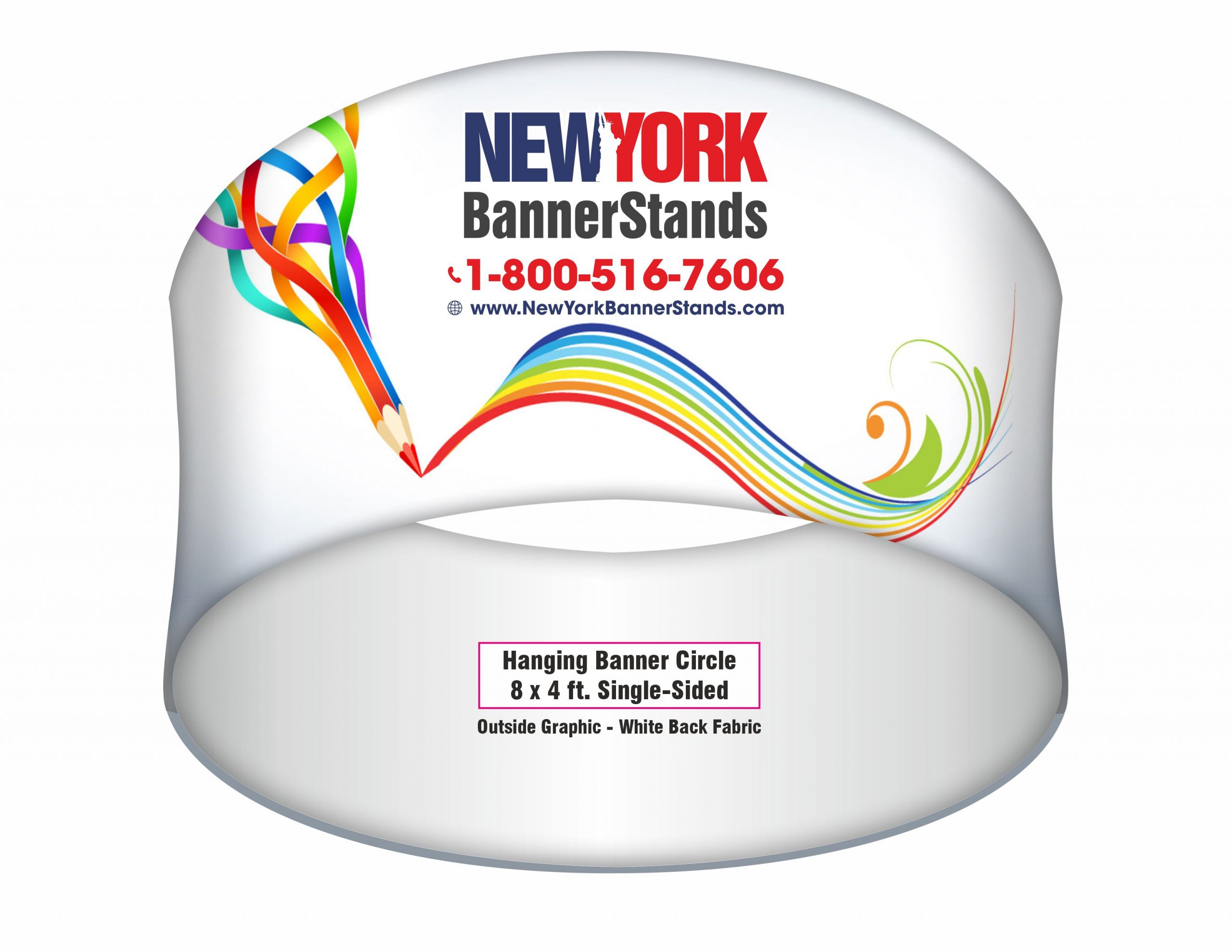 8 x 4 ft. Hanging Banner Circle Single-Sided - New York Banner Stands